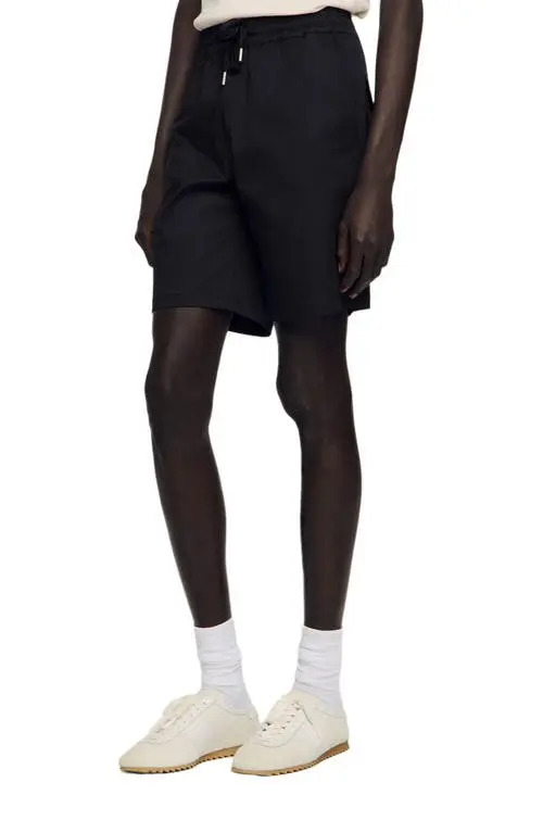 Sandro Cotton Drawstring Shorts - Black