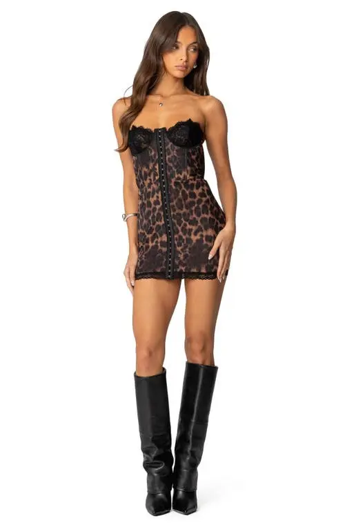 EDIKTED Print Strapless Mini Dress