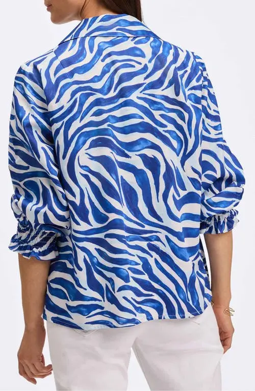 Foxcroft Alexis Print Cotton Popover Top