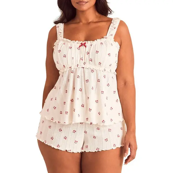 ADORE ME Leanore Tank And Shorts Pajamas - Novelty Beige