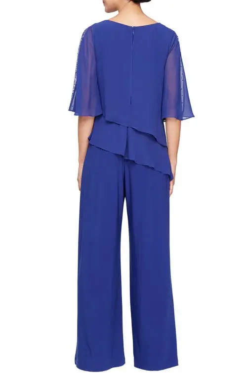 SL FASHIONS Tiered Capelet Jumpsuit