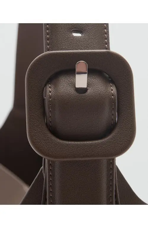 Mango Buckled Faux Shopper Bag