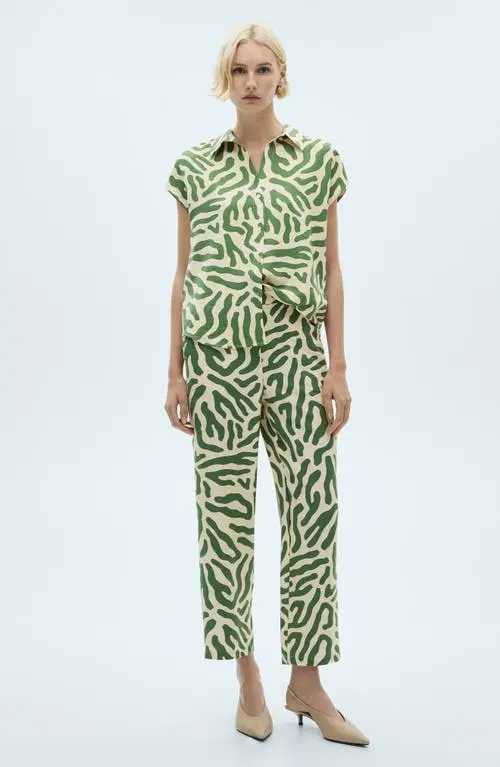 Mango Printed Straight Leg Pants