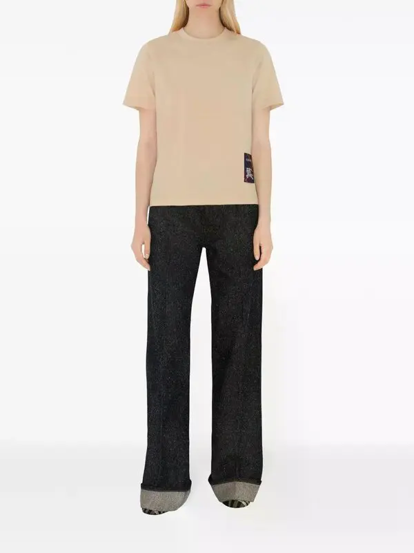 Burberry Check Label Cotton T-shirt - Neutrals