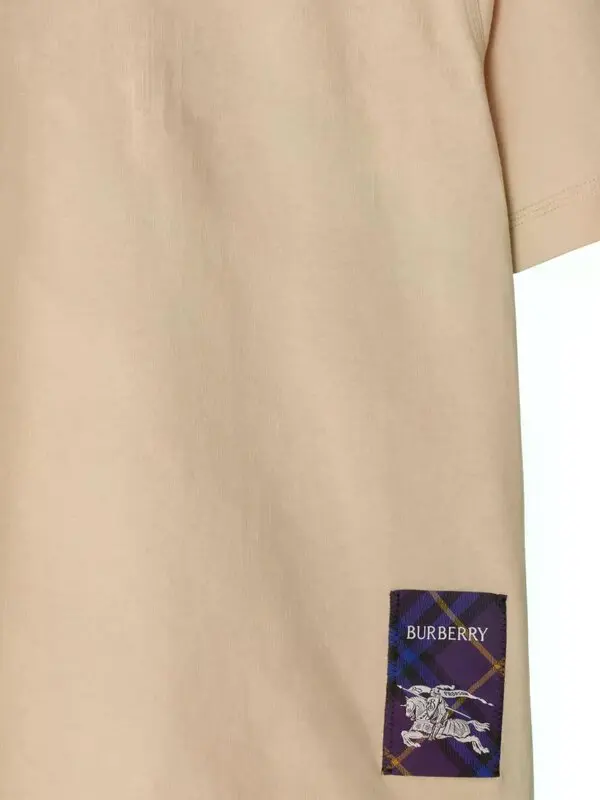Burberry Check Label Cotton T-shirt - Neutrals