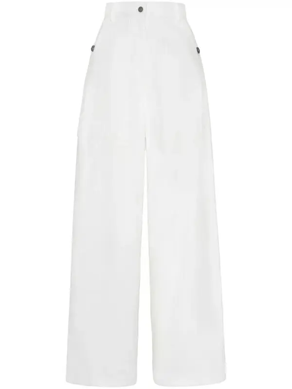 Adam Lippes Cotton Palazzo Trousers - White