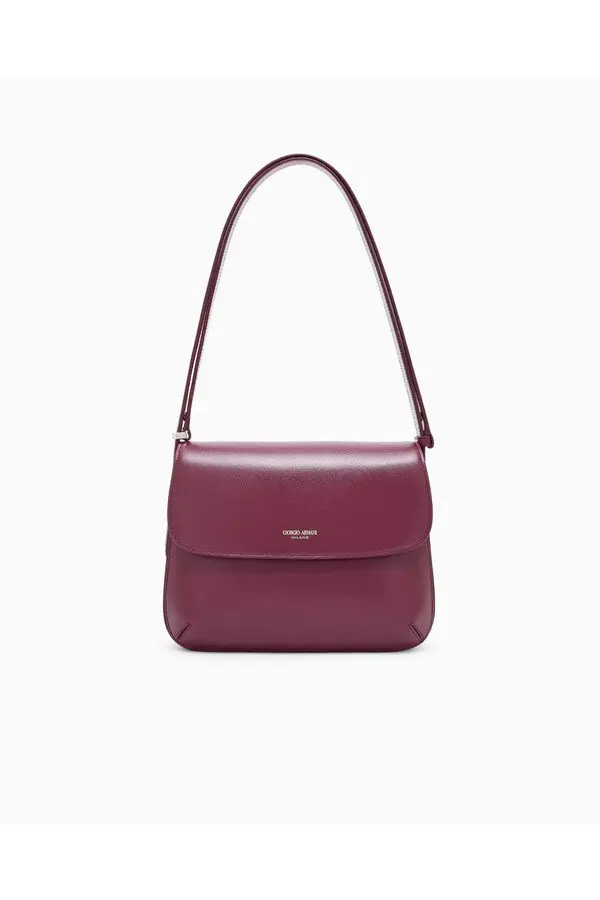 Giorgio Armani Medium La Prima Palmellato Leather Bag - Burgundy