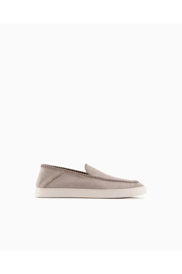 Giorgio Armani Galleria 3 Suede Slip-ons - Natural