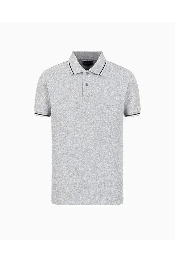 Emporio Armani Slim-fit Stretch Piqué Polo Shirt With Micro Eagle - Green
