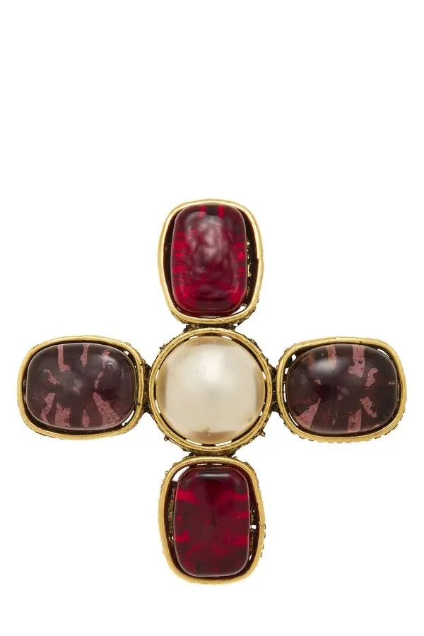 Chanel Gold-tone Gripoix Brooch - Multi