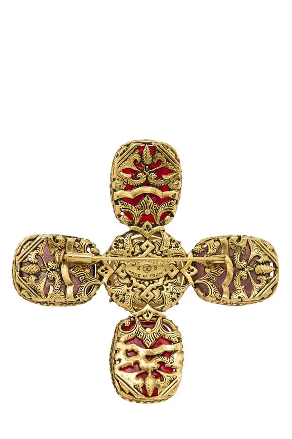 Chanel Gold-tone Gripoix Brooch