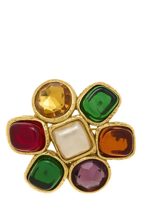 Chanel Gold-tone Gripoix Brooch - Multi