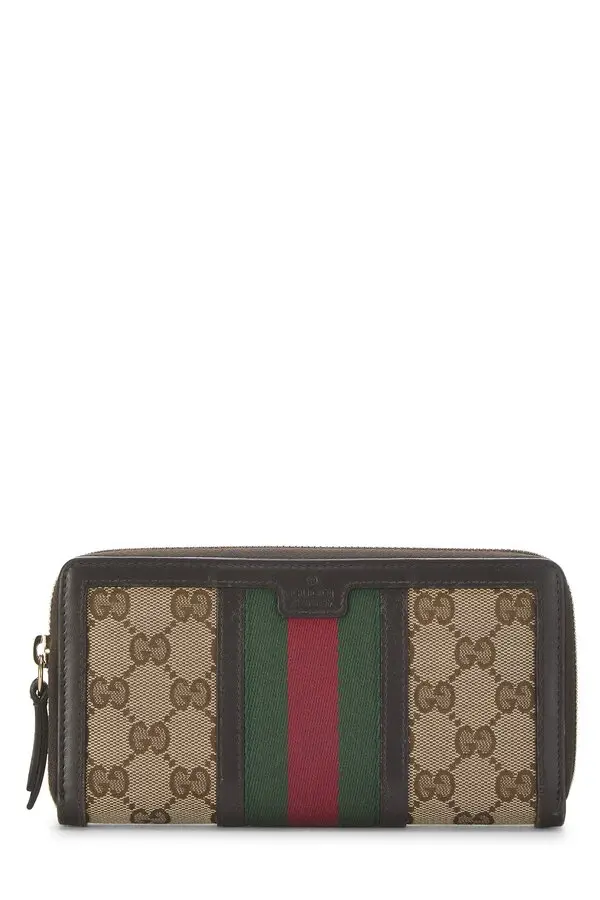 Gucci Original Gg Canvas Zip Around Wallet - Brown