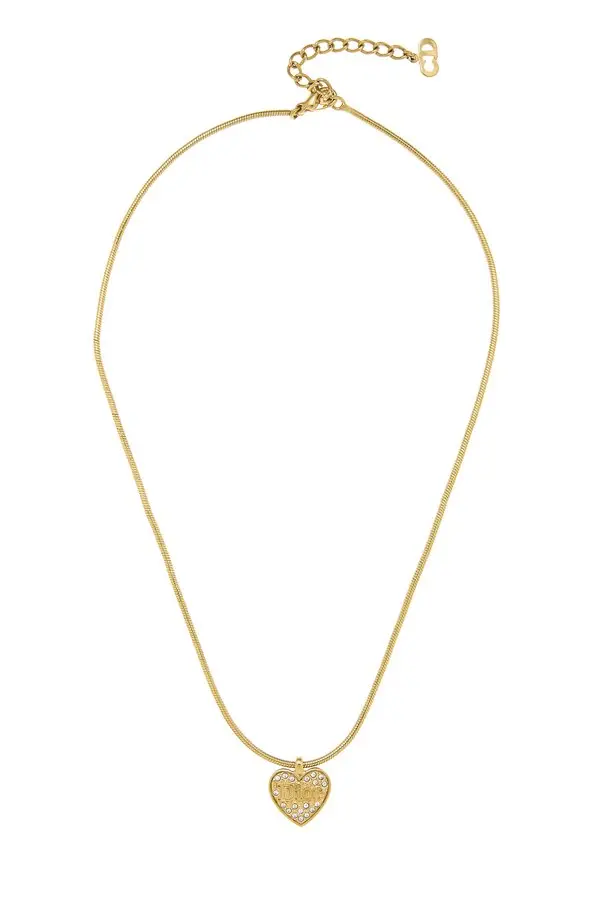 Dior Crystal Logo Heart Necklace