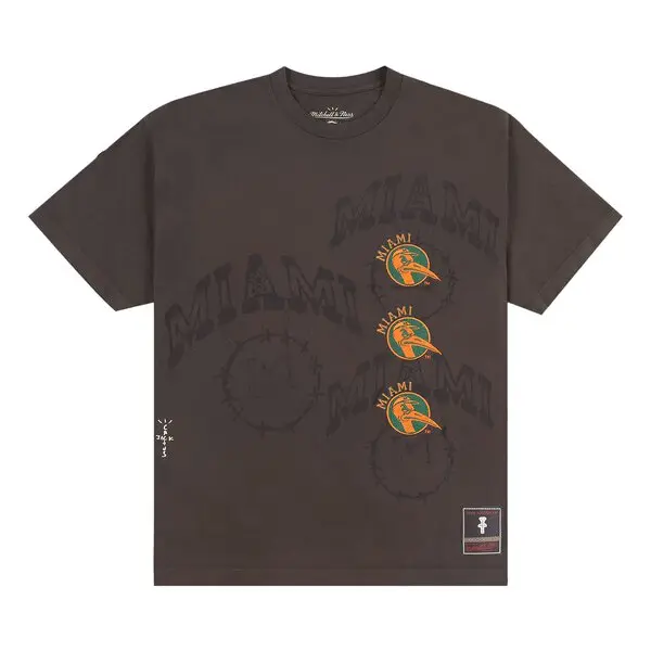 TRAVIS SCOTT X Mitchell & Ness University Of Miami Seal Tee - Brown