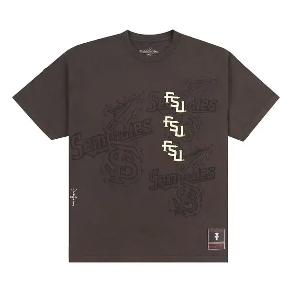 TRAVIS SCOTT Cactus Jack X Mitchell & Ness Florida State University Seal Tee - Brown