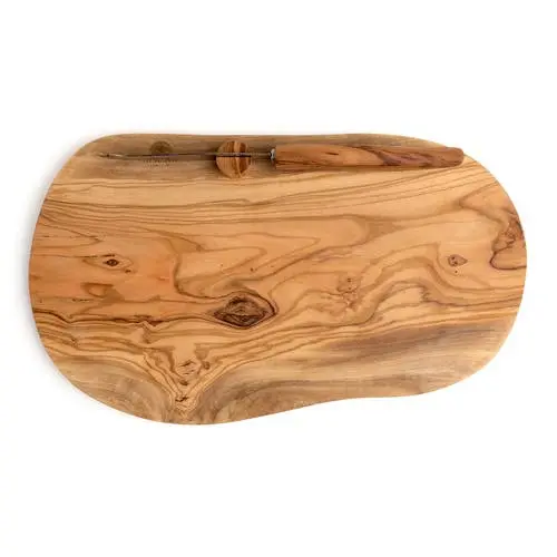 BERARD Olive Wood Cheese Board & Knife Set