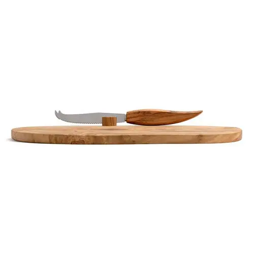 BERARD Olive Wood Cheese Board & Knife Set
