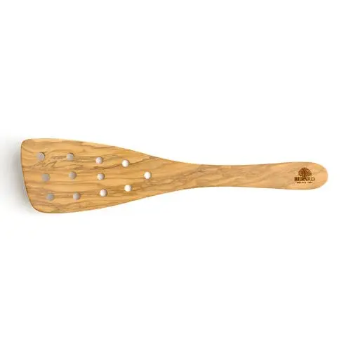 BERARD Handcrafted Olive Wood 12 Inch Curved Slotted Spatula