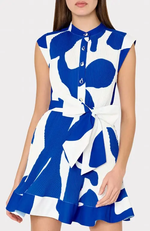 MILLY Joan Grand Foliage Pleated Mini Dress