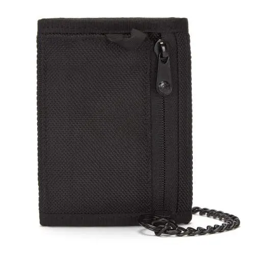 PACSAFE Rfidsafe Z50 Trifold Wallet With Metal Chain - Black