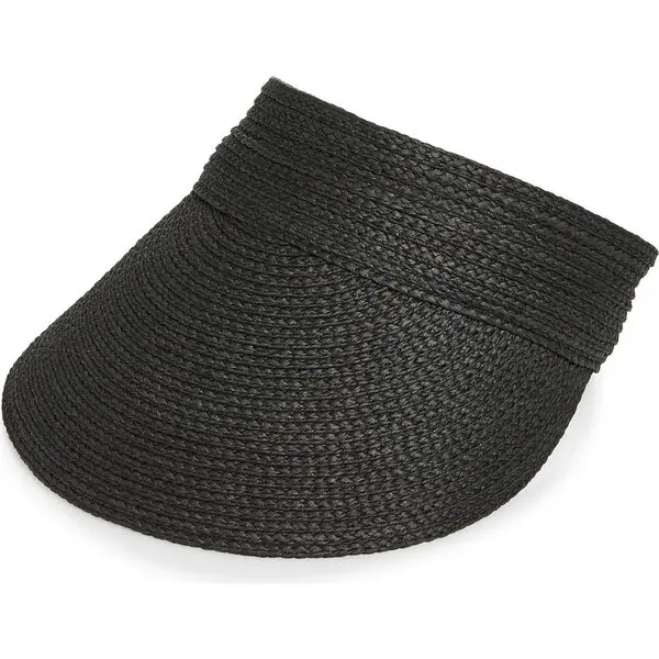 Nordstrom Adjustable Woven Straw Visor - Black