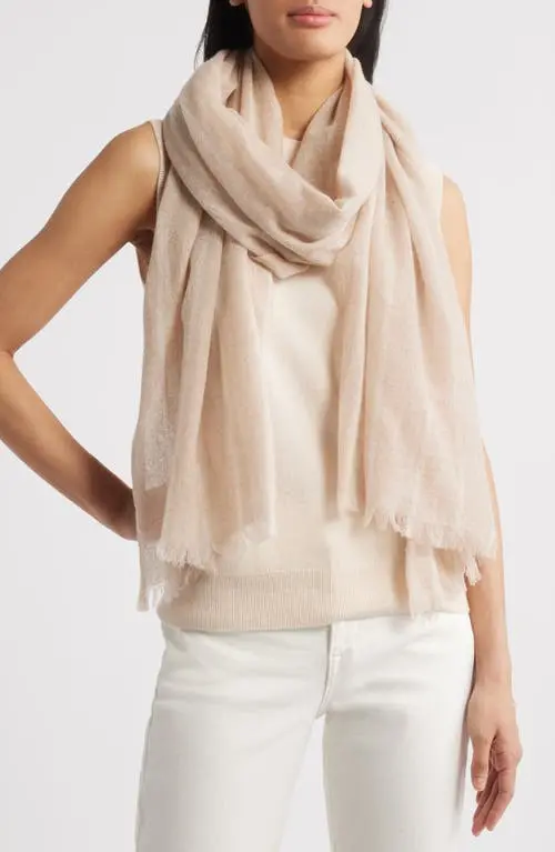 Nordstrom Stripe Cashmere Scarf - Camel- Oatmeal Combo