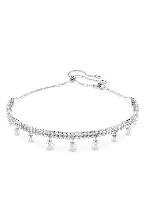 SWAROVSKI Crystal And Faux Pearl Choker - White