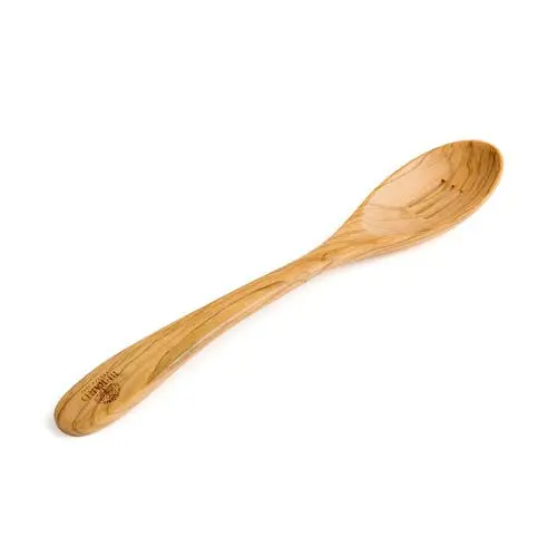 BERARD Handcrafted Olive Wood 12 Inch Slotted Spoon - Brown