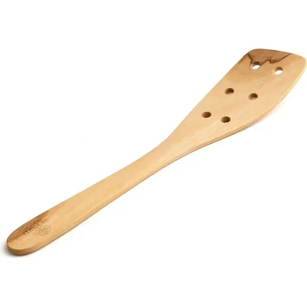 BERARD Contour Olive Wood Curved Slotted Spatula - Brown
