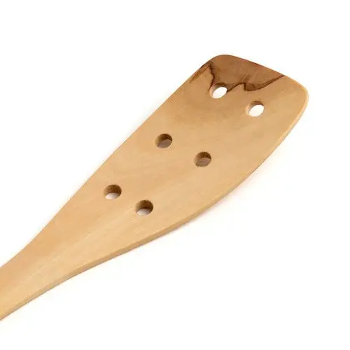 BERARD Contour Olive Wood Curved Slotted Spatula