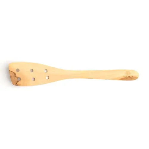 BERARD Contour Olive Wood Curved Slotted Spatula