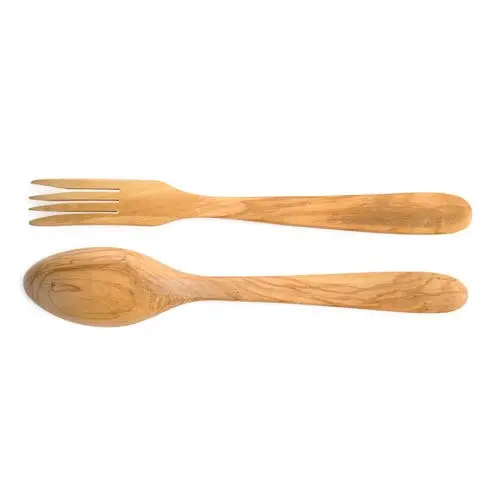 BERARD Handcrafted Olive Wood 2 Piece Salad Serving Set