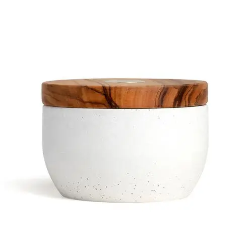 BERARD France Olive Wood & Concrete Salt Keeper Box