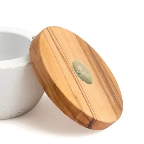 BERARD France Olive Wood & Concrete Salt Keeper Box