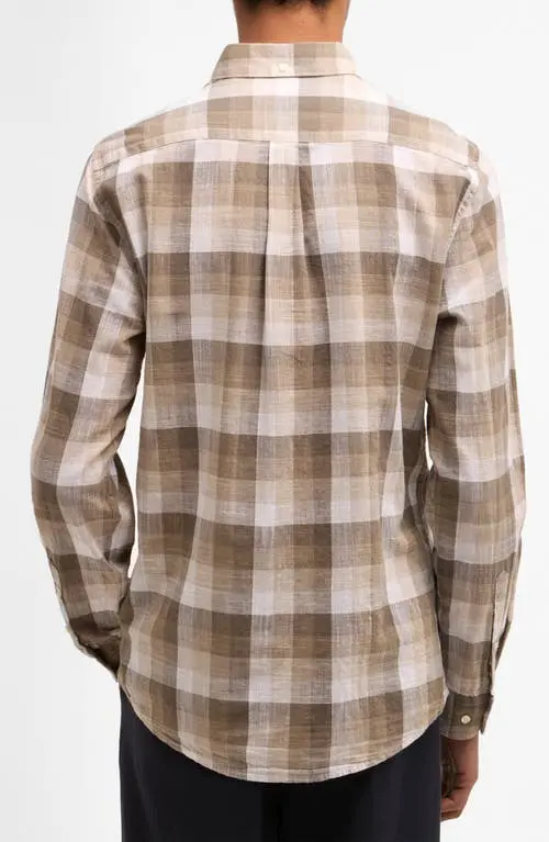 Barbour Hillroad Tailored Fit Buffalo Check Slub Cotton Button-down Shirt - Stone