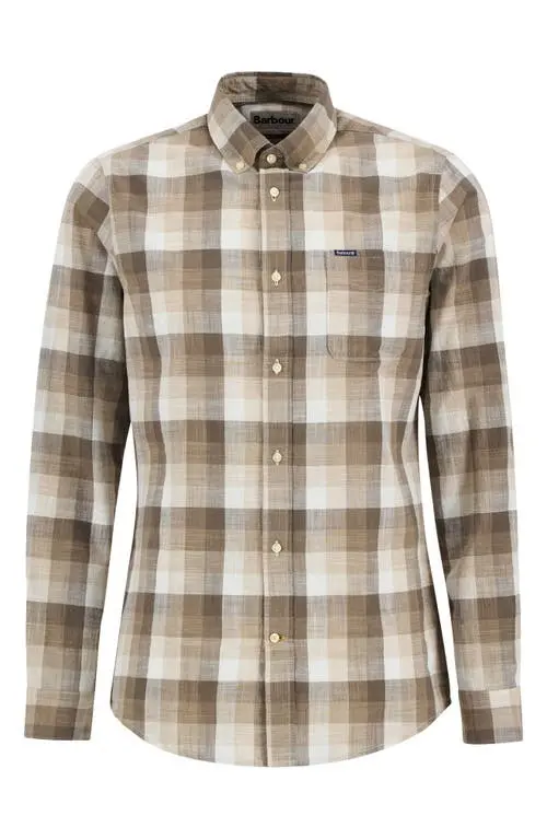 Barbour Hillroad Tailored Fit Buffalo Check Slub Cotton Button-down Shirt - Stone