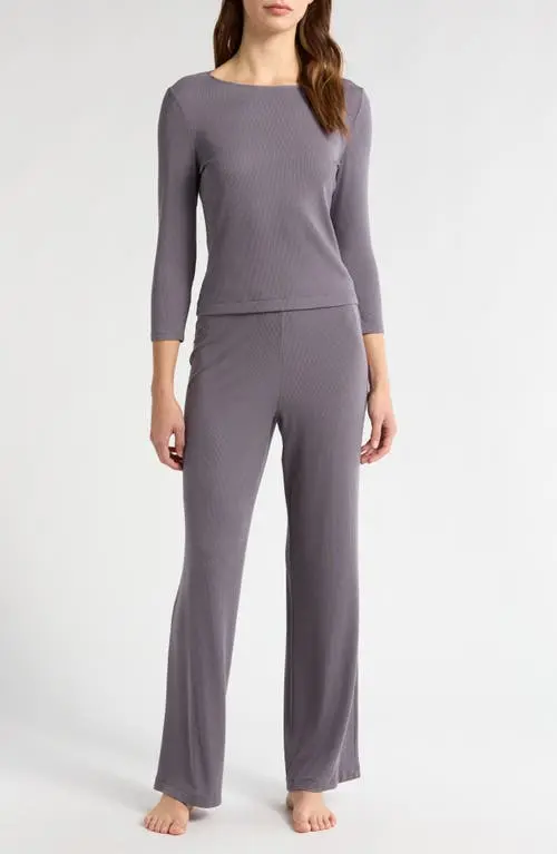 Natori Rib Essentials Pajamas - Purple Slate