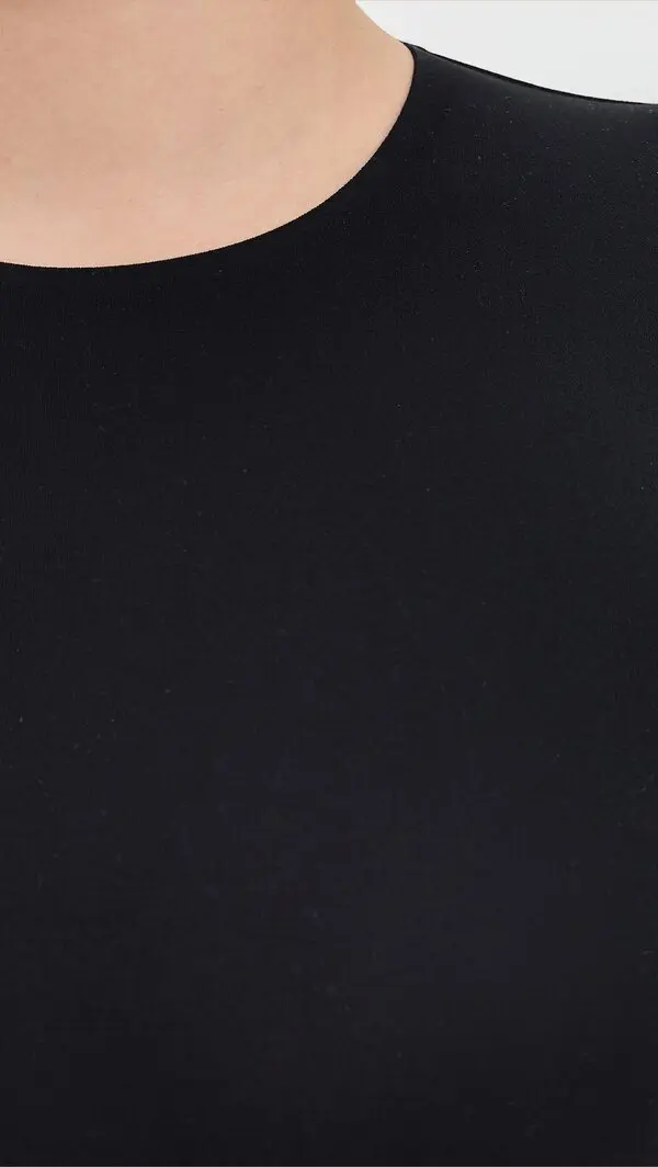 Commando Ballet Short Sleeve Thong Bodysuit - Black