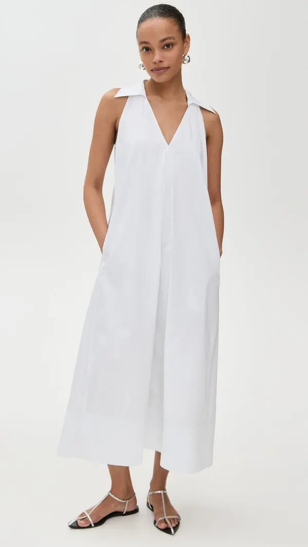 SIMONMILLER Nava Poplin Midi Dress - Macadamia