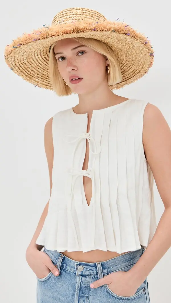 Lele Sadoughi Fringe Straw Hat