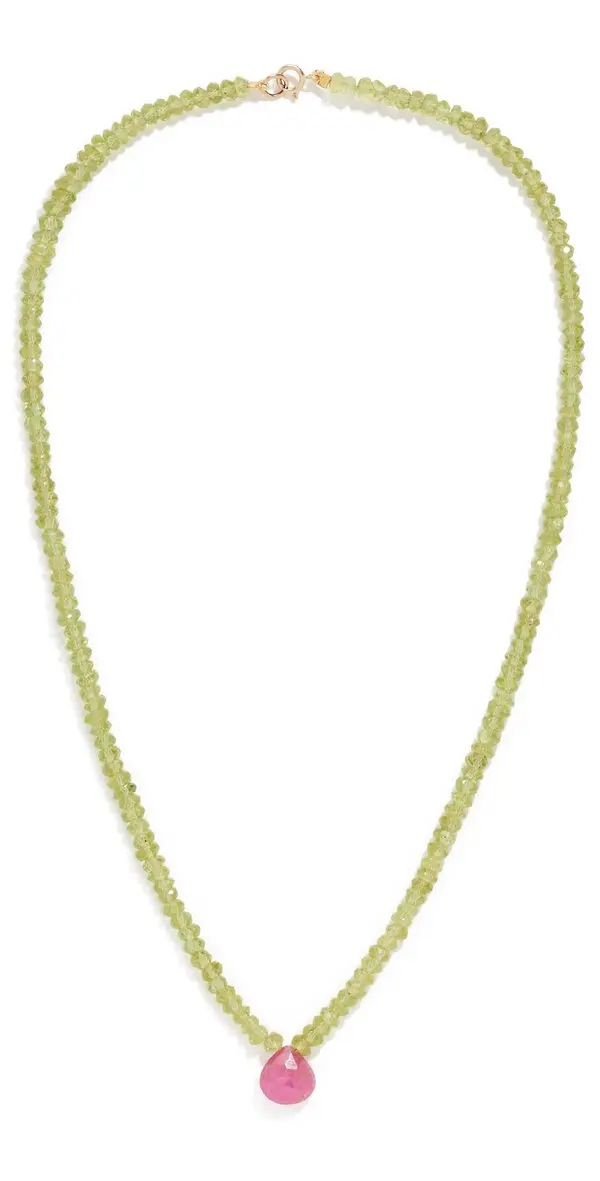 Jia Jia 14k Peridot And Ruby Teardrop Necklace - Green/pink