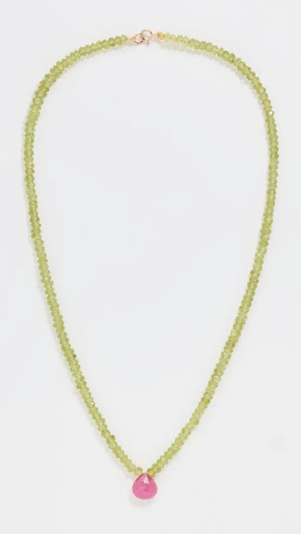 Jia Jia 14k Peridot And Ruby Teardrop Necklace