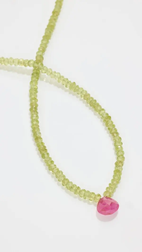 Jia Jia 14k Peridot And Ruby Teardrop Necklace
