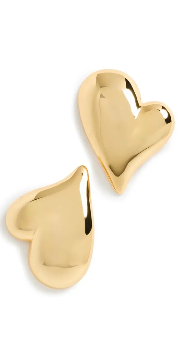 Jenny Bird Mega Art Heart Button Earrings - High Polish Gold