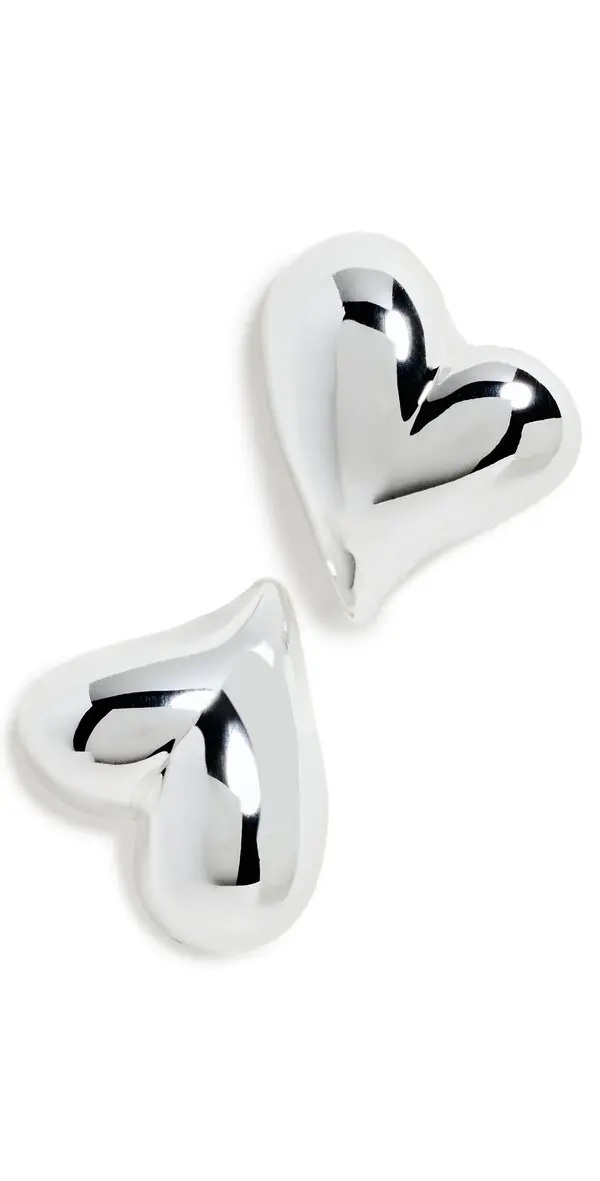 Jenny Bird Art Heart Stud Earrings - High Polish Silver