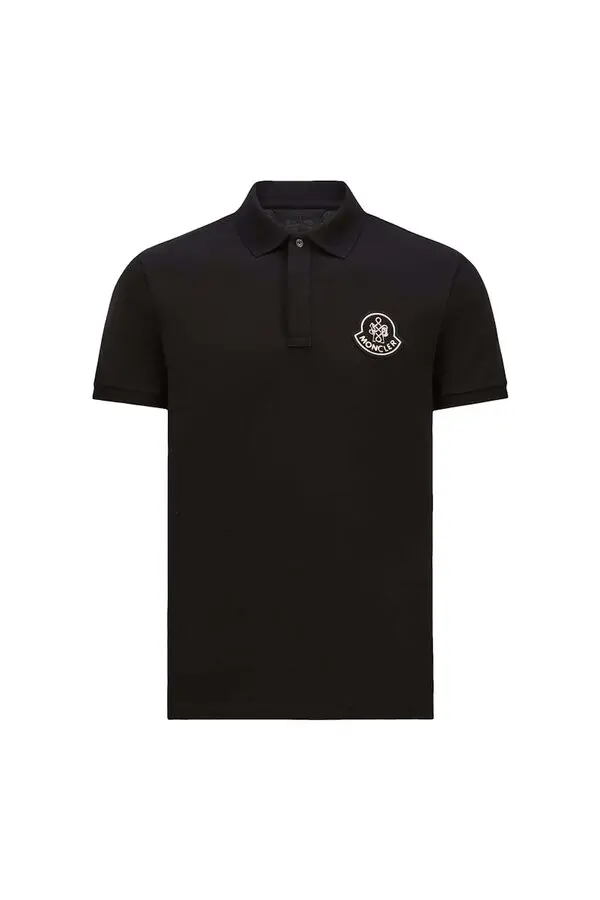 Moncler Year Of The Snake Patch Cotton Piquet Polo Shirt - Black