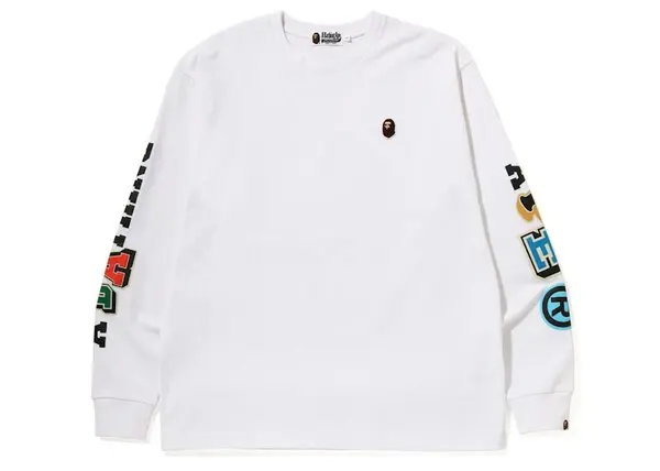 A BATHING APE Fonts Relaxed Fit Heavyweight Long Sleeve Tee Shirt