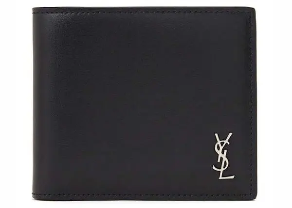 Saint Laurent Tiny Cassandre East/west Matte Leather Wallet - Black