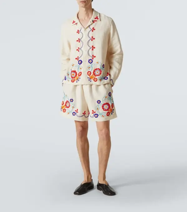 BODE Garden Party Beaded Linen Shirt